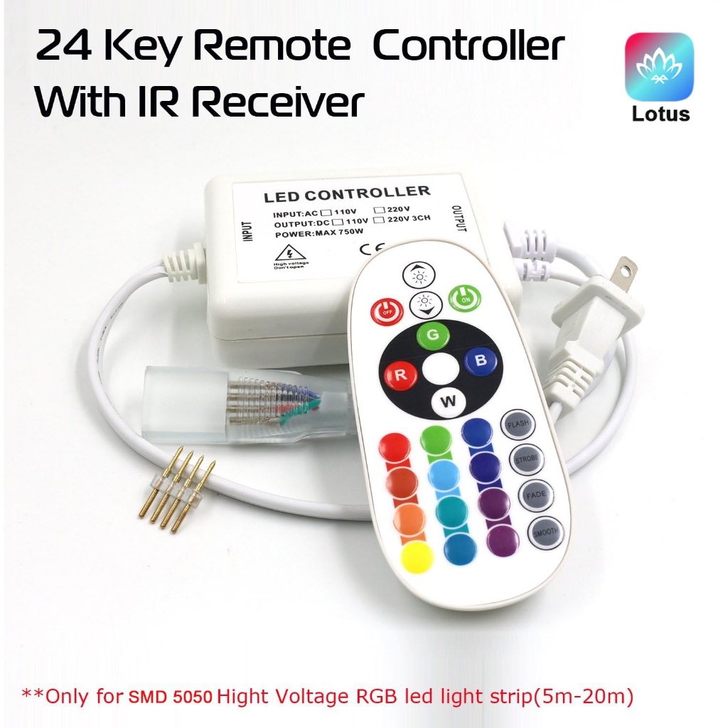 RGB led strip light driver remote Covelight Controller 10mm Pin 220V 2A ...