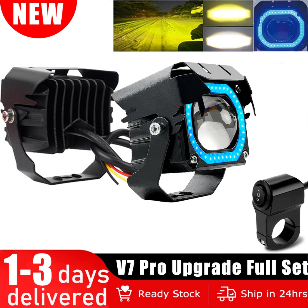 2PCS Mini Driving Light Upgraded V7 Pro 2nd Full Set high/low beam ...