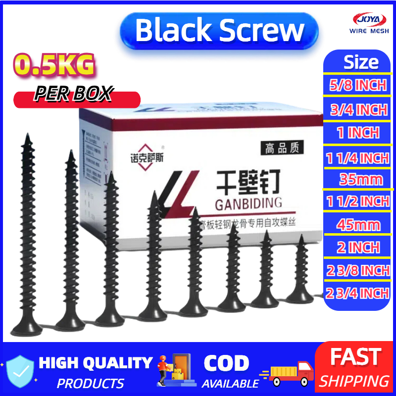 0.5KG Per Box(520Pcs) Black Screw for wood and metal 1inch to 3inch ...