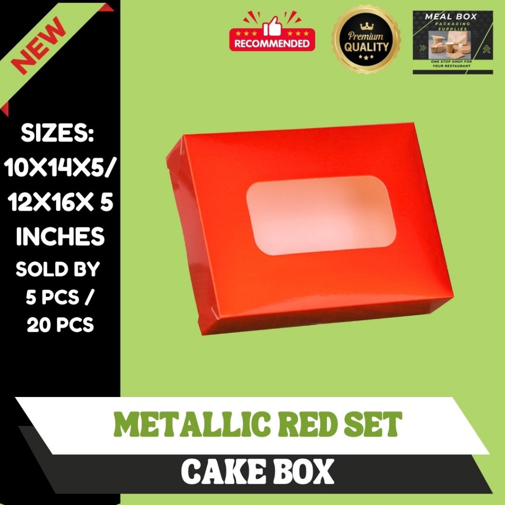 Cake Box/Cupcake Box - Metallic Red 10x14x5 by 5's and 20's | Shopee ...