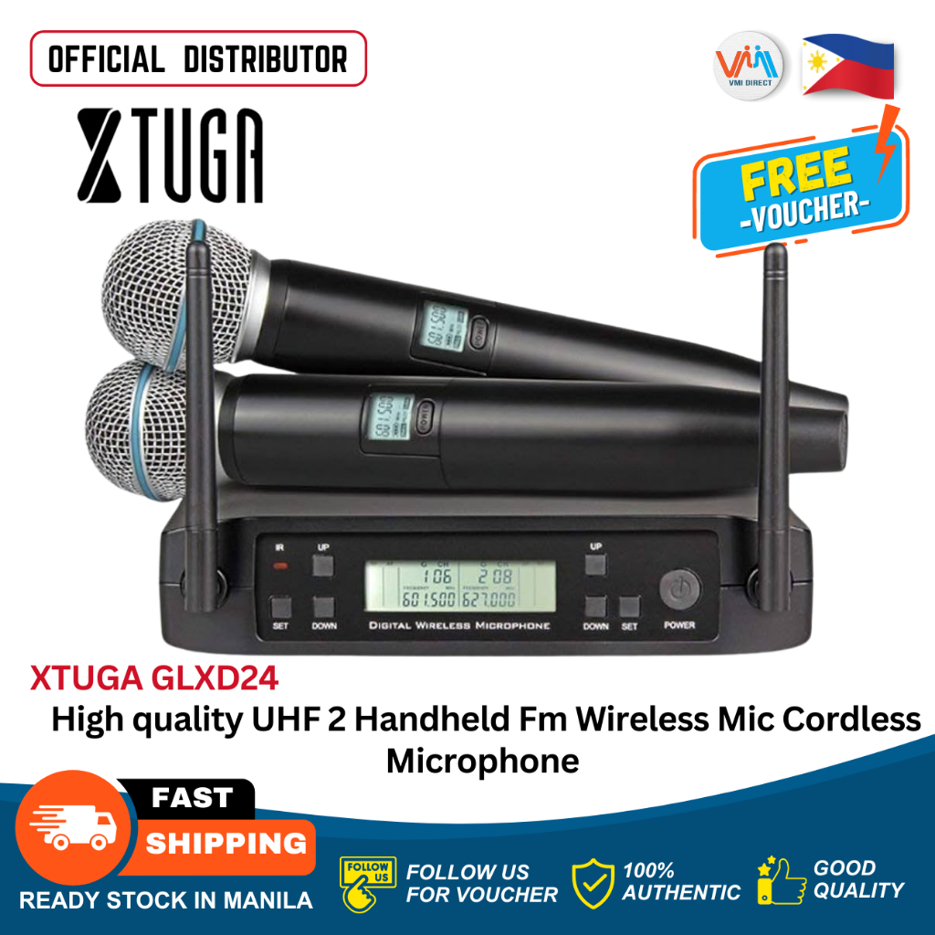 XTUGA GLXD24 High Sound Quality Professional Flexible Metal Portable Mic Karaoke UHF Wireless ...