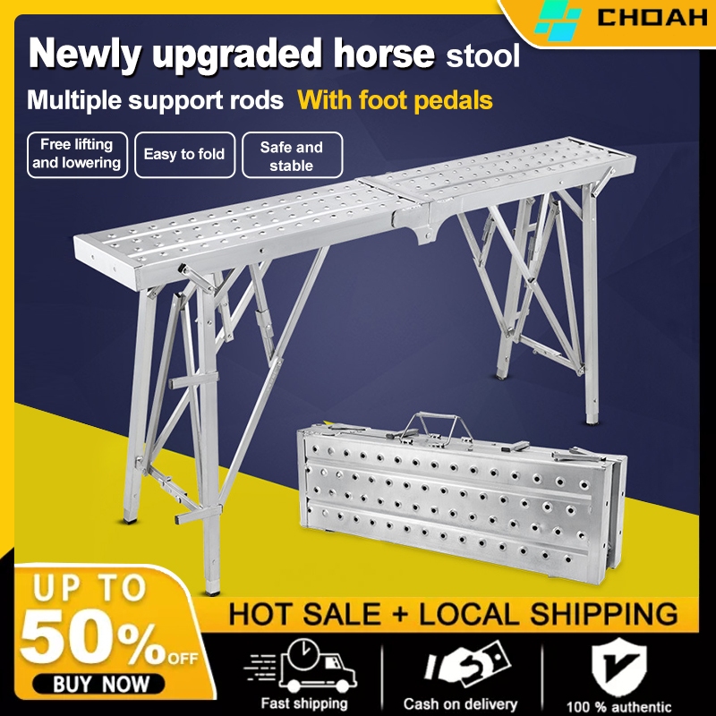 Folding ladder platform, portable scaffold ladder, aluminum adjustable ...