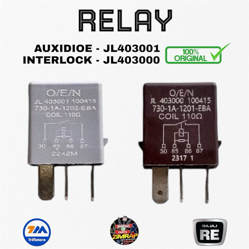 RELAY INTERLOCK / RELAY AUXIDIODE GENUINE FOR BAJAJ RE TRI-WHEELER ...