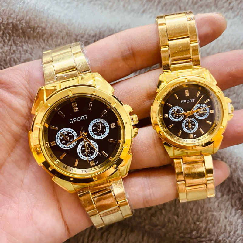 Relo Sport Stainless Steel Fashion Couple Watch For Men’s Women’s Gold ...