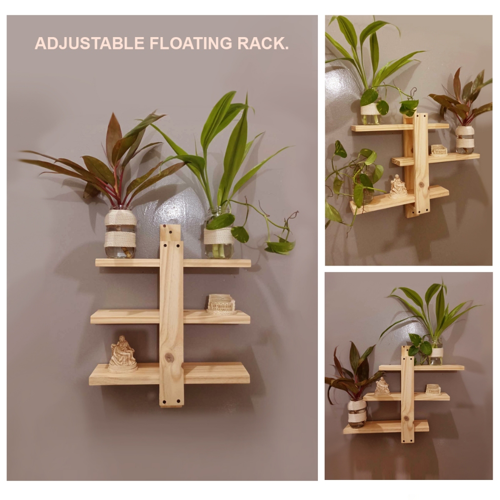 Adjustable Multi- purpose Floating Rack/Shelves 3 layer | Shopee ...