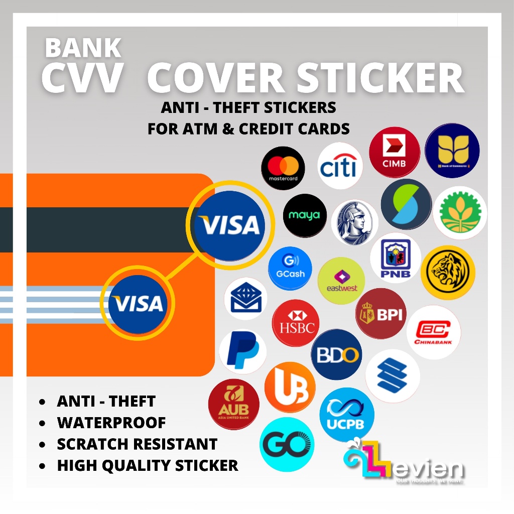 Levien Bank CVV stickers (waterproof, anti-theft, stickers for credit ...
