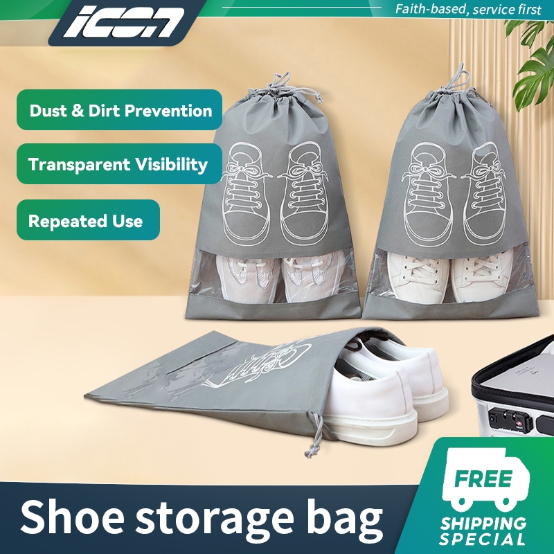 ICON Non-woven Shoes Bag Waterproof Dustproof Portable Tote Drawstring ...