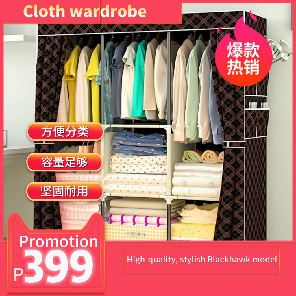 Metal Simple Storage Bedroom Wardrobe Closet Zipper Foldable Portable ...