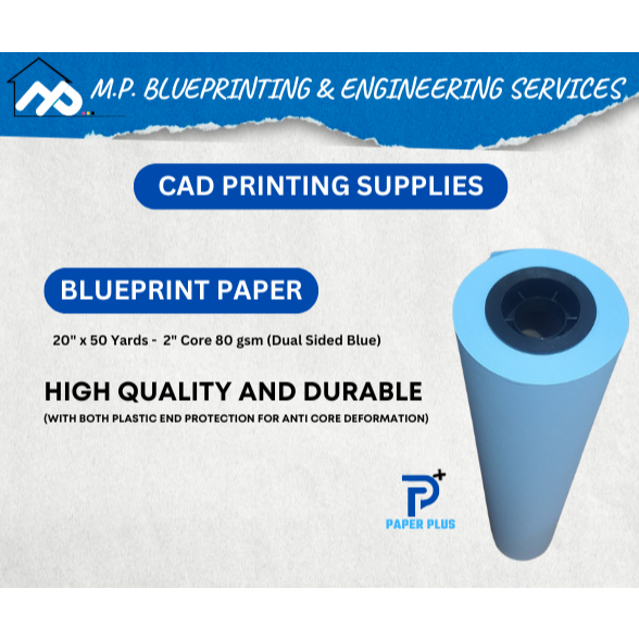 Blue Paper Roll 20 inches x 50 yards - Digital Blueprint Paper 2 inches ...