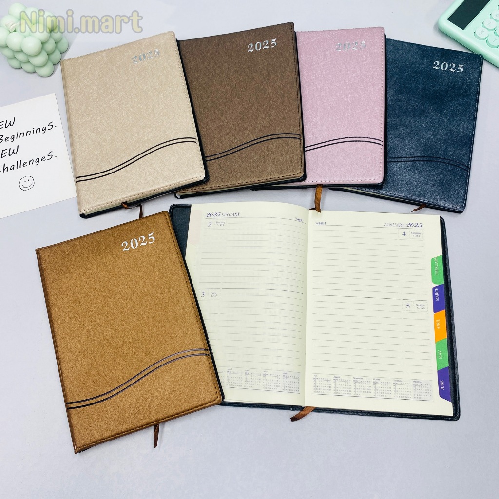 2025 Planner Leather Card Board Calendar Weekly Diary Schedule Notebook ...