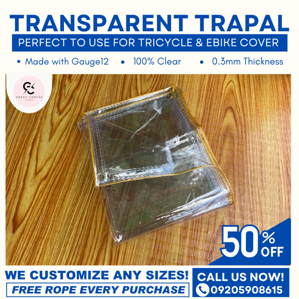 PVC GAUGE #12 CLEAR / TRANSPARENT PLASTIC COVER RAIN COVER TRICYCLE ...