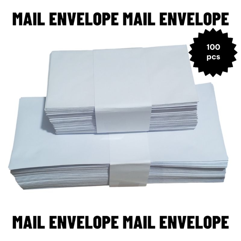 White Mail Envelope Standard Letter Envelop Long Short 100pcs | Shopee ...