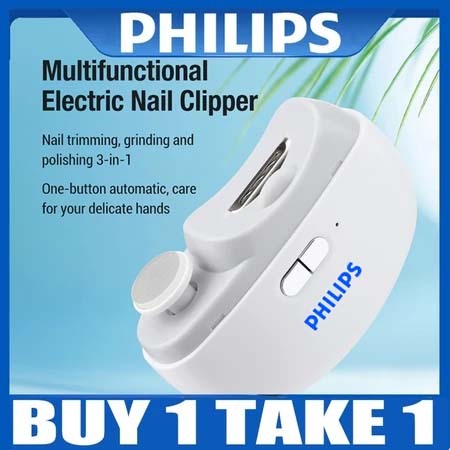PHILIPS Electric Automatic Nail Clipper Polisher Nail Chips Storage ...