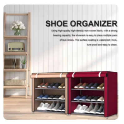 STL 3Layer Shoe Cabinet Rack with Non-Woven Fabric Cover 3 Layers Shoes ...