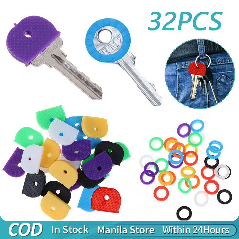 32pcs Caps Covers Tags 8 Colors Plastic Key Color Identifiers，for ...