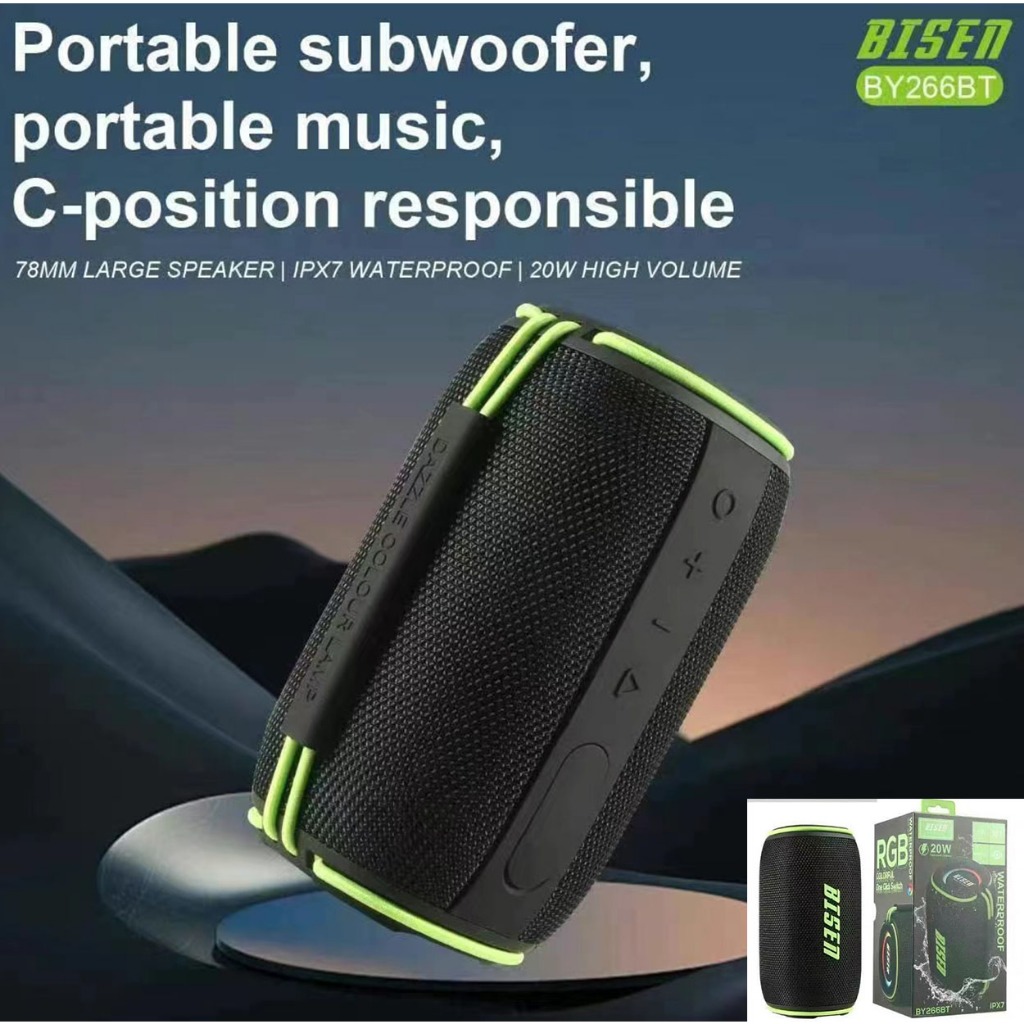 BISEN BY-266BT Portable Subwoofer Bluetooth Speaker. IPX7 Waterproof ...