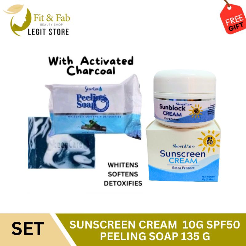 100% Original PEELING SOAP 135g/ SKEENCARE Sunblock Cream 10g SPF50 ...