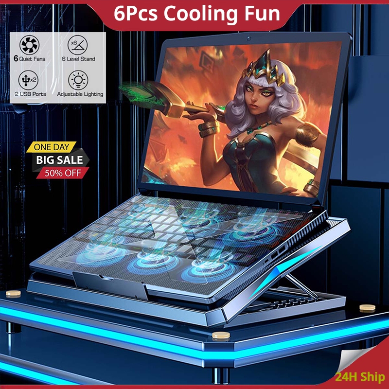 PIXEL Laptop Cooling Pad 6 Noiseless Fan Air Cooling Foldable Height ...