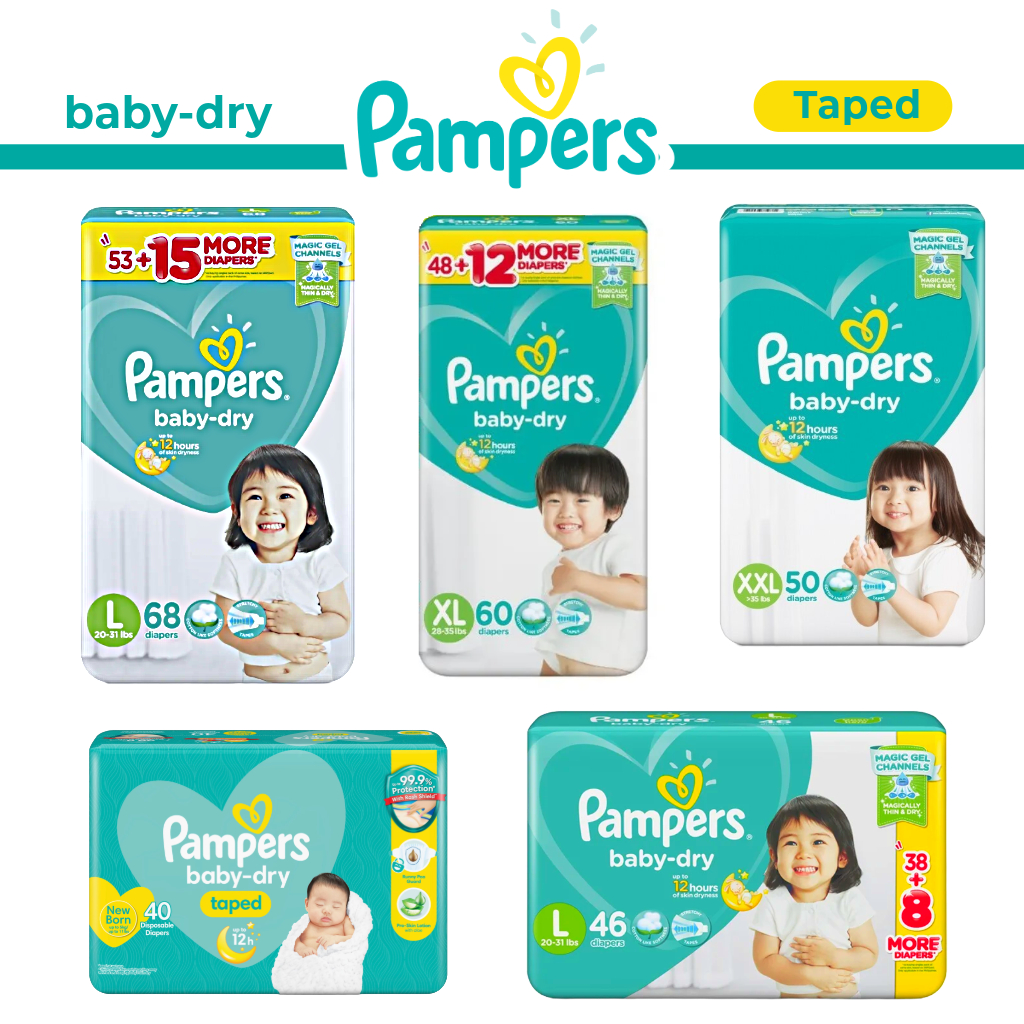 Pampers tape nb/small/M/large 68/xl 60/xxl50 with freebie | Shopee ...
