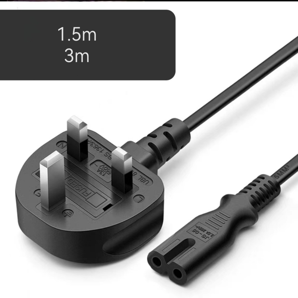 UK Plug to C7 Power Cord 1.5M for PS3 PS4 PS5 PSP Nintendo Switch ...