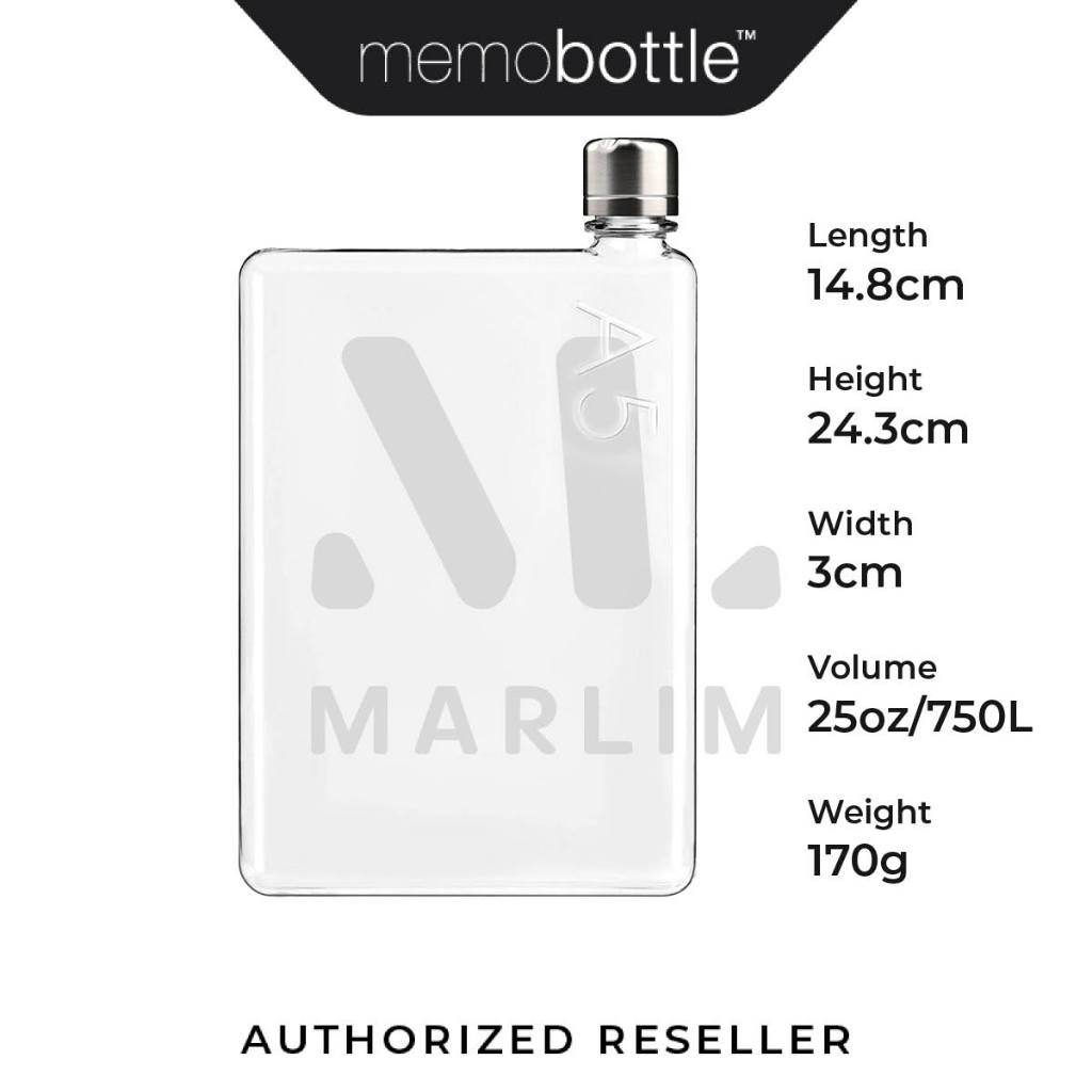 A5 Memobottle - Flat Reusable Water Bottle, 25oz(750ml) | Shopee ...