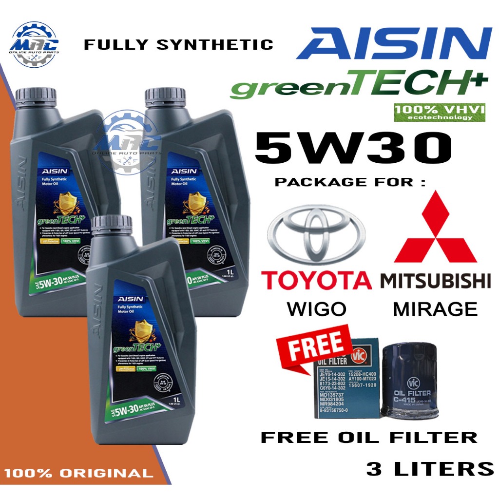 AISIN Fully Synthetic 5W30 3 Liters Engine Oil Package for Suzuki ...