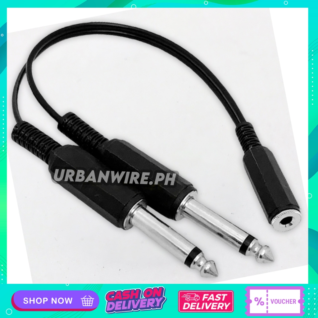 WHOLESALE 3.5mm Female Jack to DUAL PL 6.35mm MONO Male Plug Converter ...
