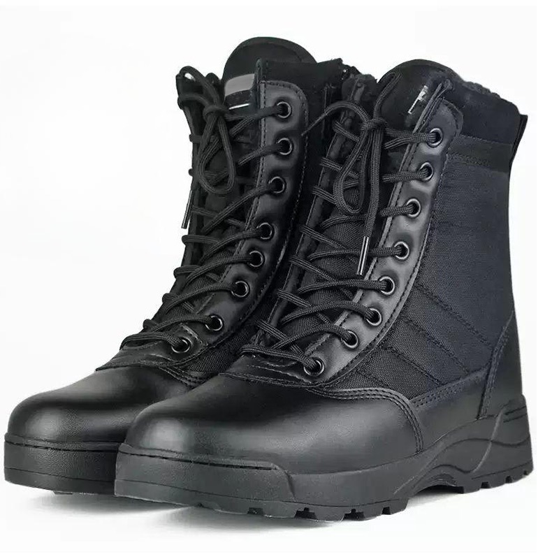 Men Boots Leather High Cut Boots Outdoor Black Shoes for Men Riding ...