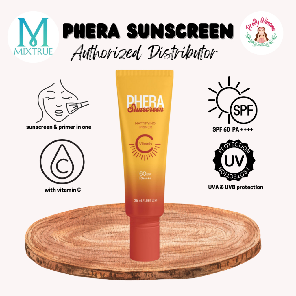 Mixtrue Beauty | PHERA Sunscreen 25ML SPF 60 PA+++, Vitamin C, Oil Control, Matte finish Primer ...