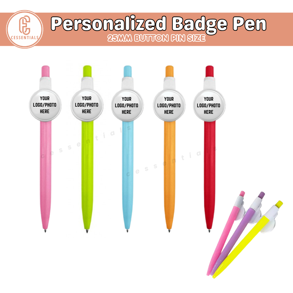CESSENTIALS Personalized Badge Pen (25mm Button Pin) | Cute Pen | Gift ...