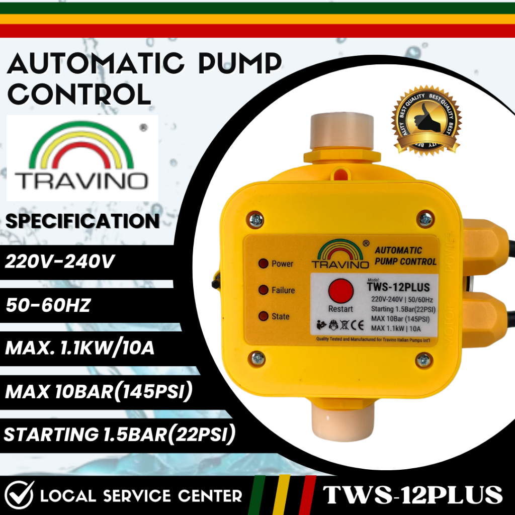 TRAVINO AUTOMATIC WATER PUMP CONTROL SWITCH PRESSURE CONTROLLER AND ...