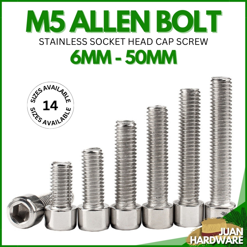 (5 PCS) M5 Allen Bolt Stainless Steel 5mm Thread Socket Head Cap Screw ...