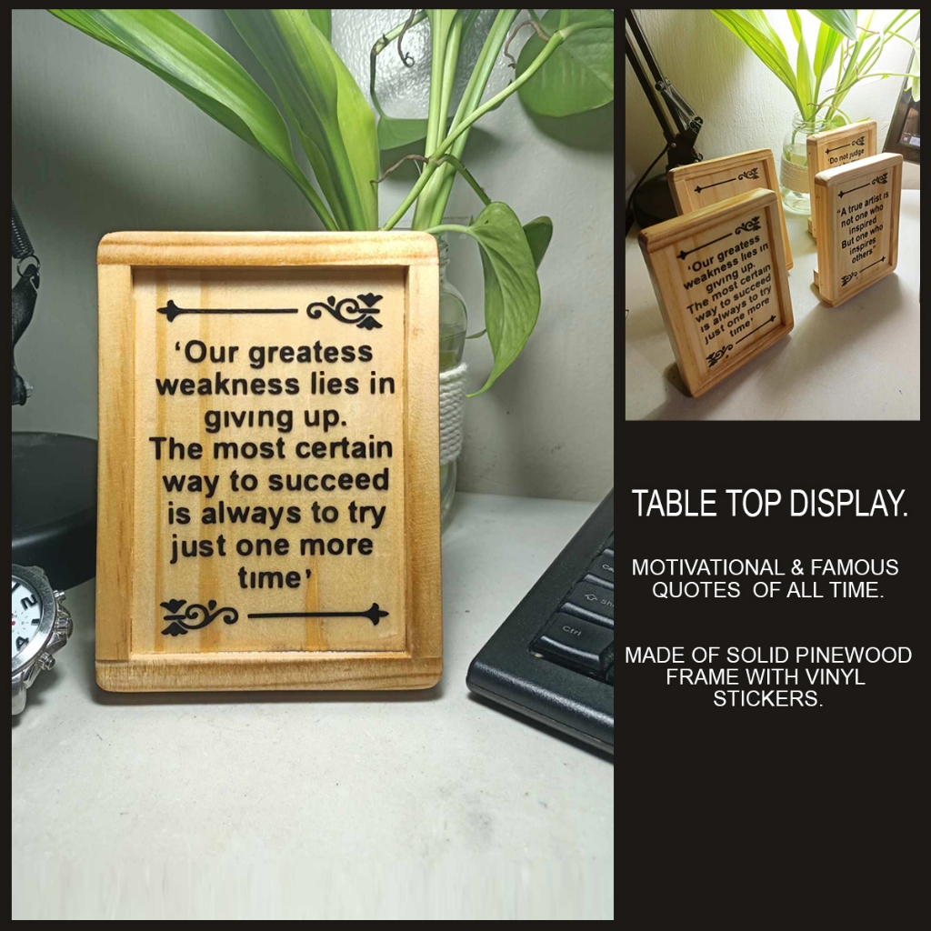 Mini wood frame Decor, table top display with Famous Quotes, from ...