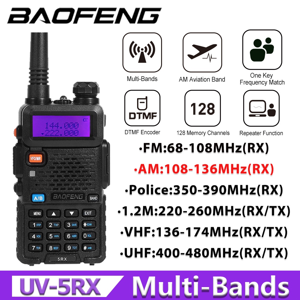 Baofeng UV-5RX Long Range Walkie Talkie Multi-Band Two Way Ham Radio Upgrade UV-5R Portable AM ...