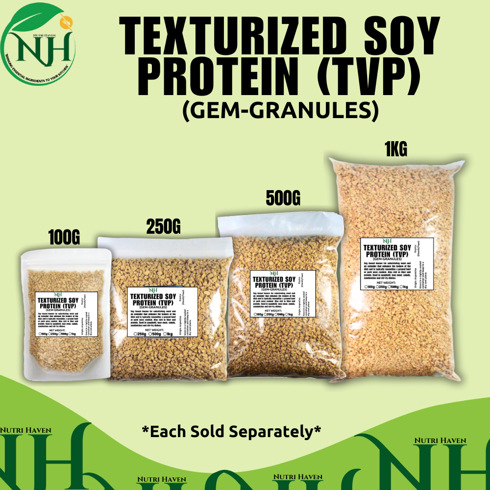 NutriHaven TVP Granules (Texturized Vegetable Protein-GEM) 250g, 500g & 1kg Meat extender & meat ...