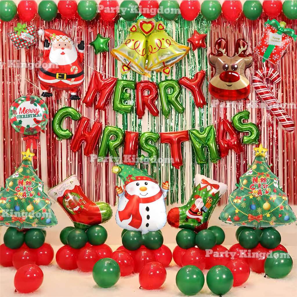 2025 Christmas Theme Set Balloons Santa Claus Foil Balloon Elk Xmas ...