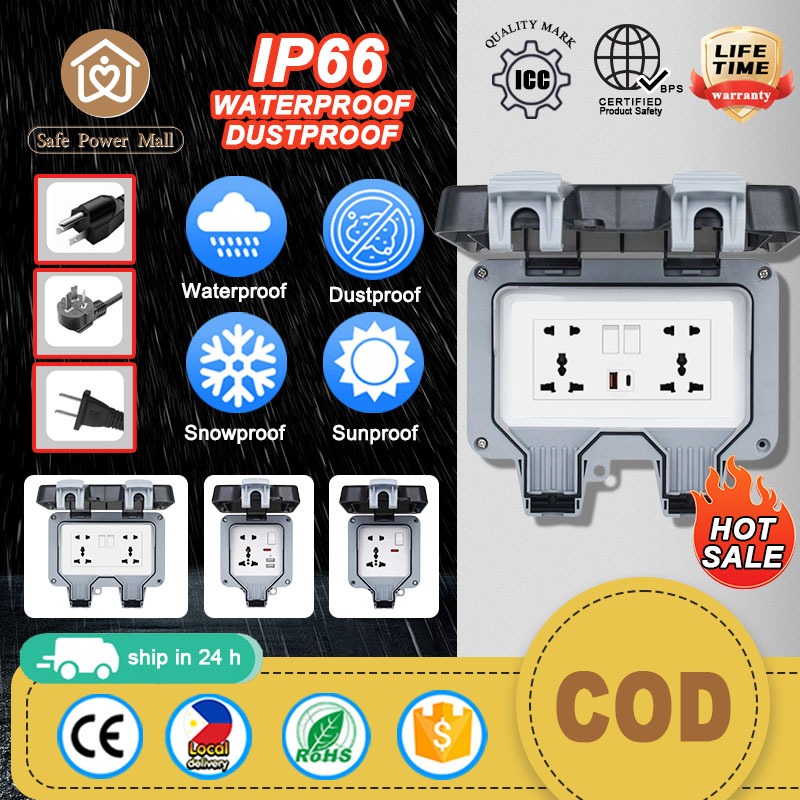 SPM Outdoor Waterproof Socket IP66 Universal 5-hole wall socket switch ...