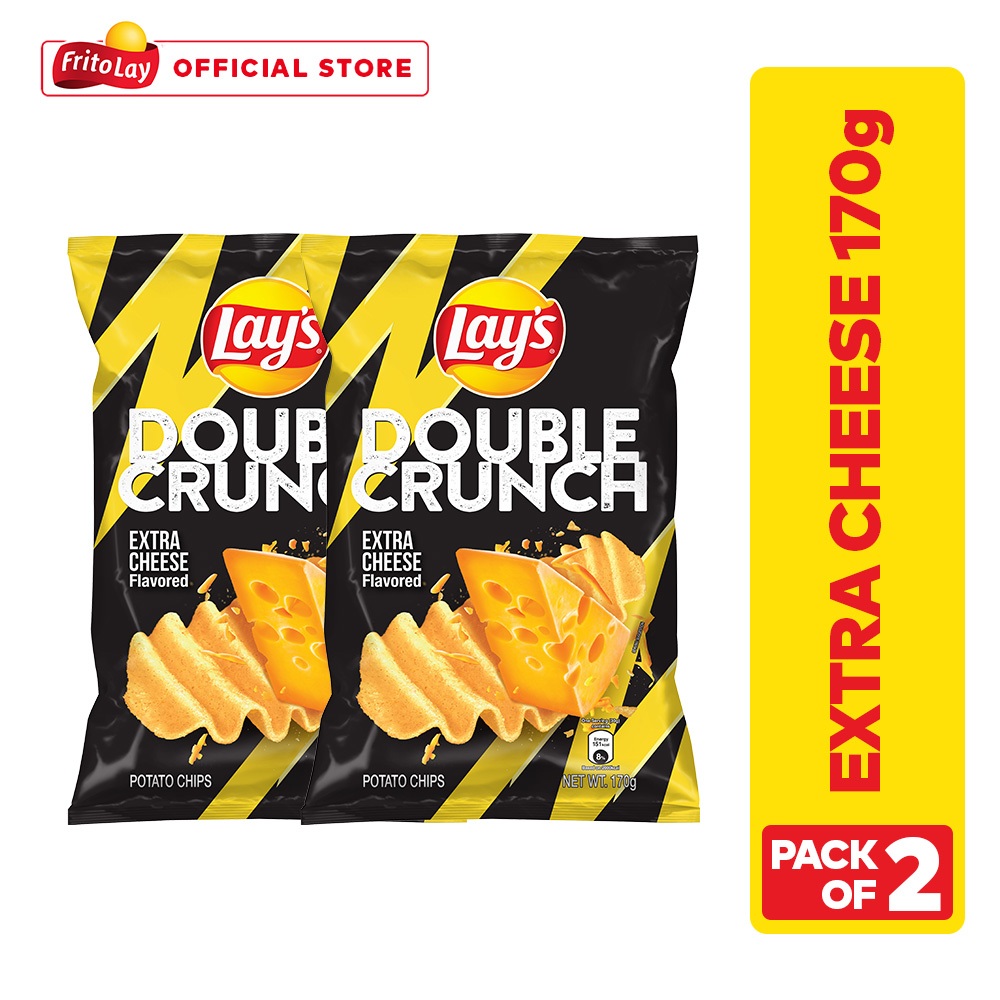 Lay's Double Crunch Extra Cheese Potato Chips 170g - Pack of 2 | Shopee ...