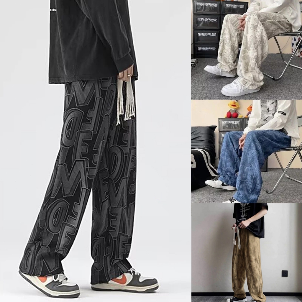XHX Corduroy Pants Men Korean Baggy Straight Cut Pants Slacks Slocks ...