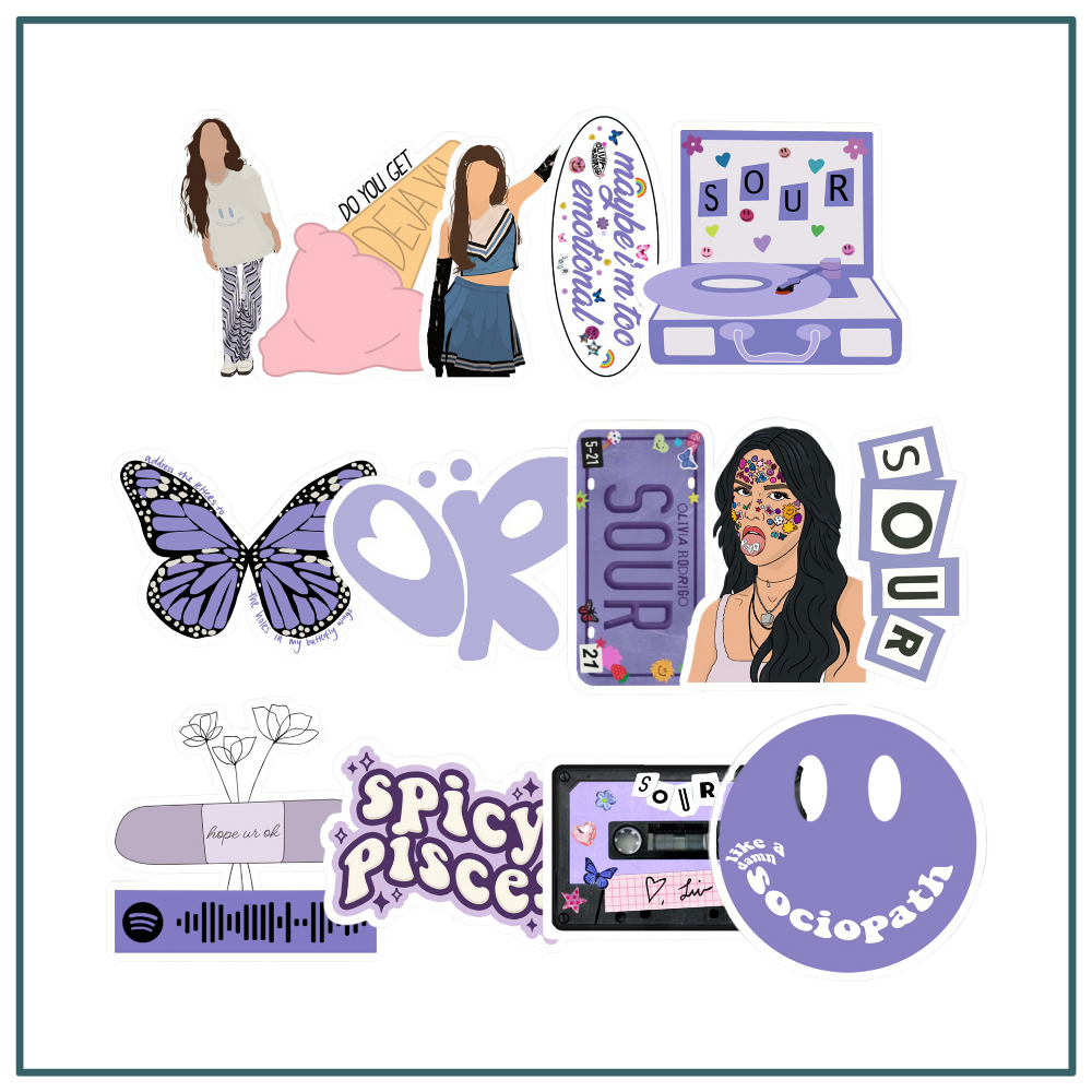 Olivia Rodrigo Sour Waterproof Stickers | Laminated Laptop Phone Bag ...