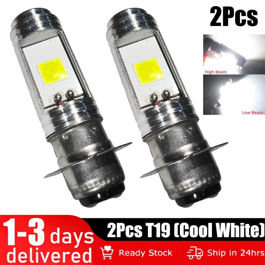 2Pcs Motorcycle Headlight LED lights Bulbs P15D T19 Cool White beam ...