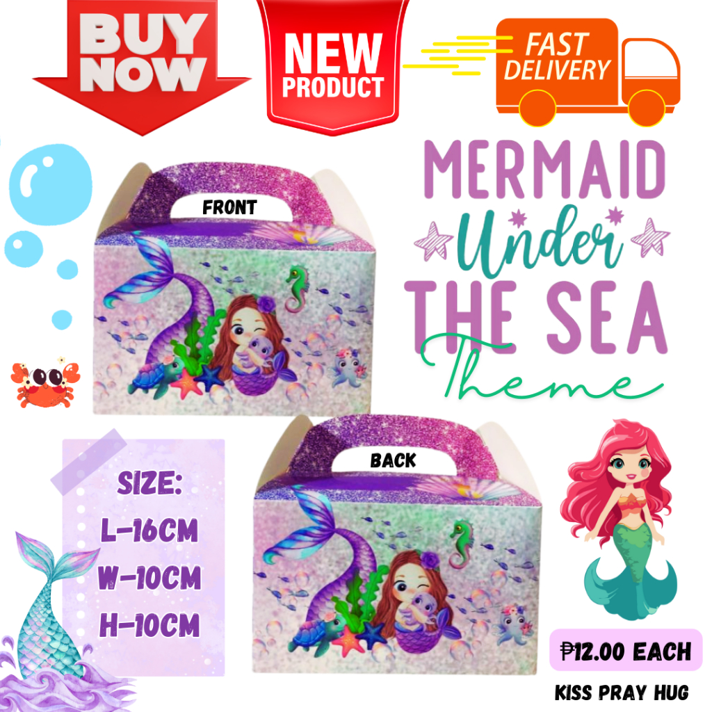 Mermaid Under the Sea Favor Boxes Perfect Loot Bags Lootbox for Girls ...