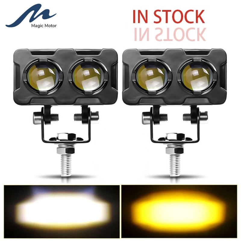 Mini Driving Lights Motorcycle Led Light White+Yellow Waterproof V9 Light One Pair 2 eyes ...