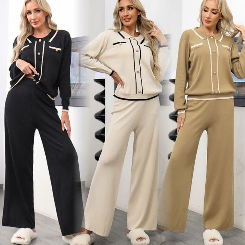 baao Ladies Coordinates Outfit Fashion Clothing nitted Top And Pants ...