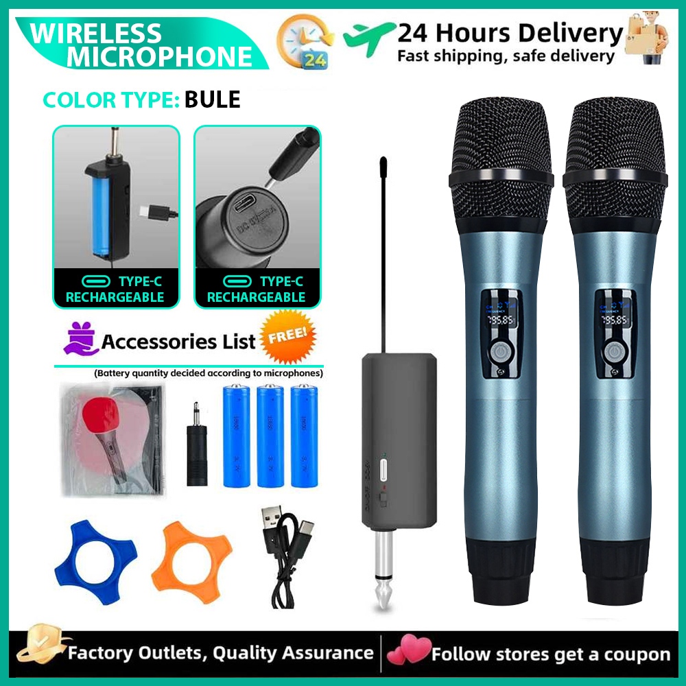 Wireless Microphone with Receiver UHF Dynamic Metal Microphone Professional Karaoke Video ...