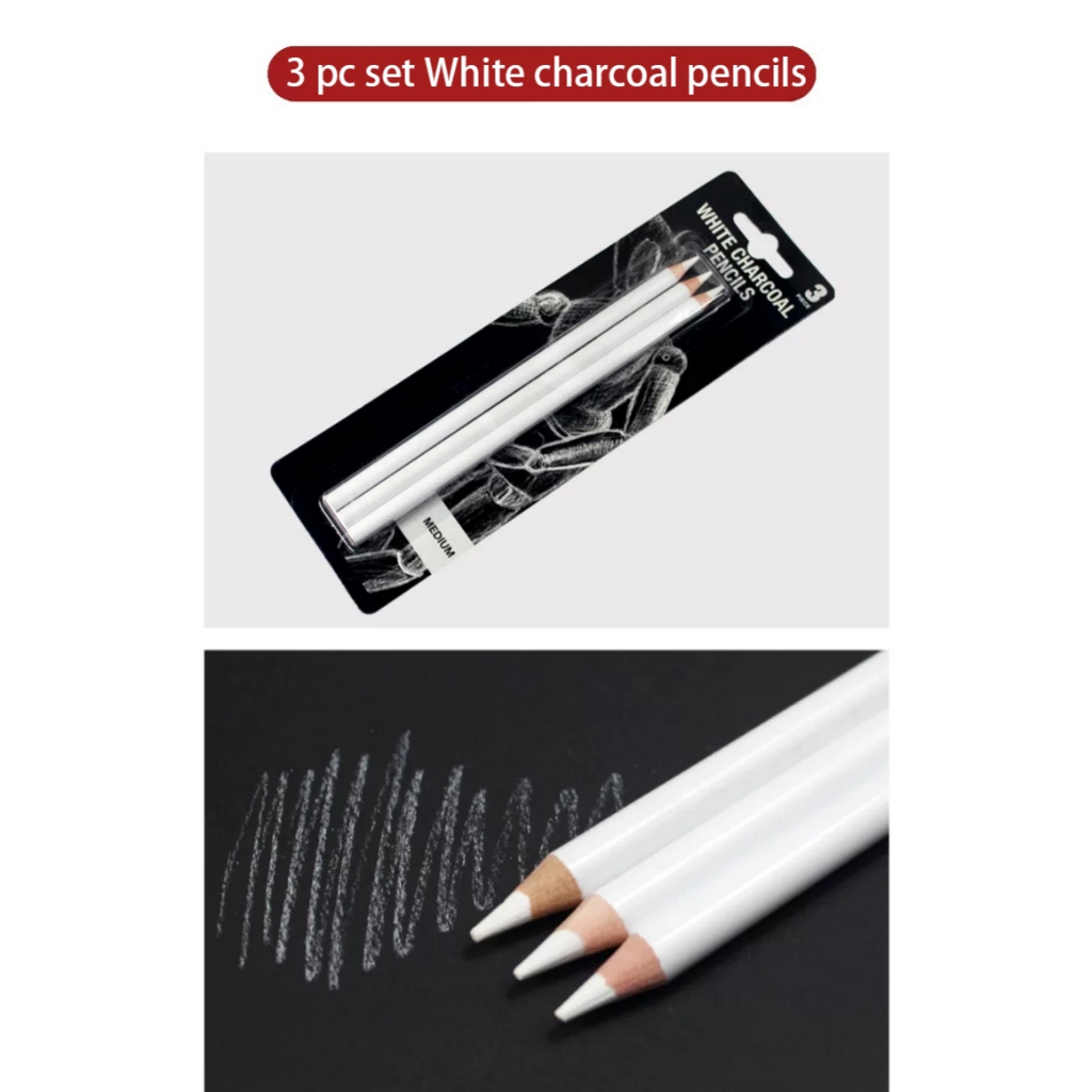 6788#3pc White Charcoal pencil set, drawing and sketching supplies ...