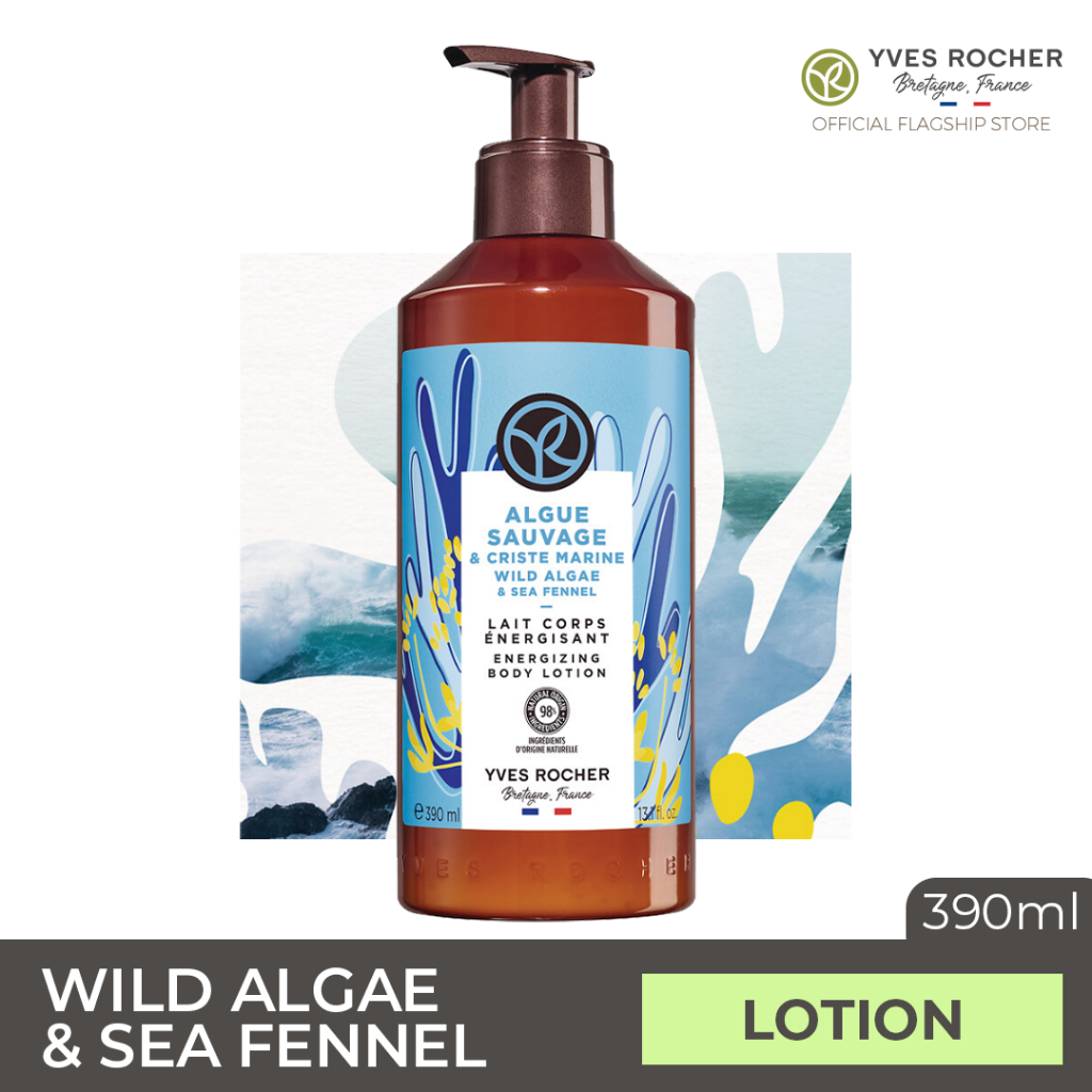 Yves Rocher Wild Algae Energizing Body Lotion - 390ml Natural, Silicone ...