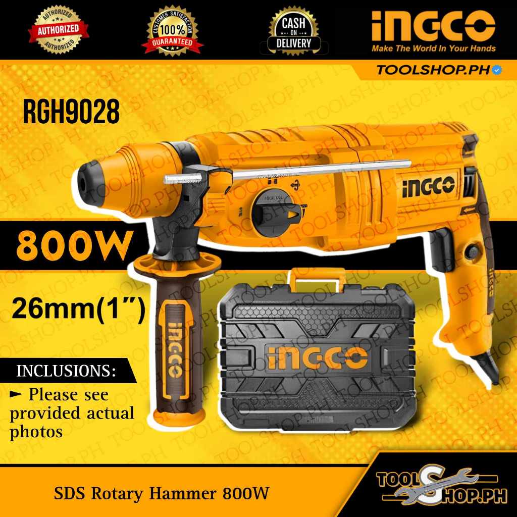 INGCO RGH9028/GREENFIELD 08-09-00620 Rotary Hammer Chipping Gun Drill SDS Plus System 800W W ...