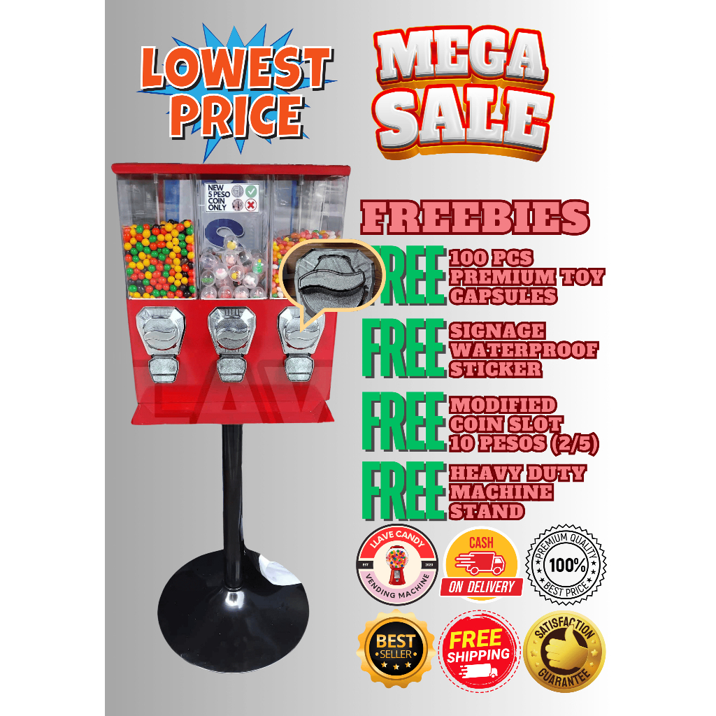 Candy Vending Machine (Triple Head) with FREEBIES! | Shopee Philippines