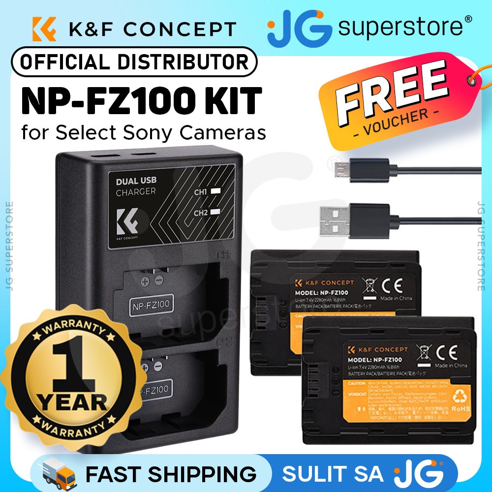 K&F Concept NP-FZ100 Battery and Triple / Dual Charger w/ (3 / 2-Pack) 7.4V 2280mAh for Sony ...